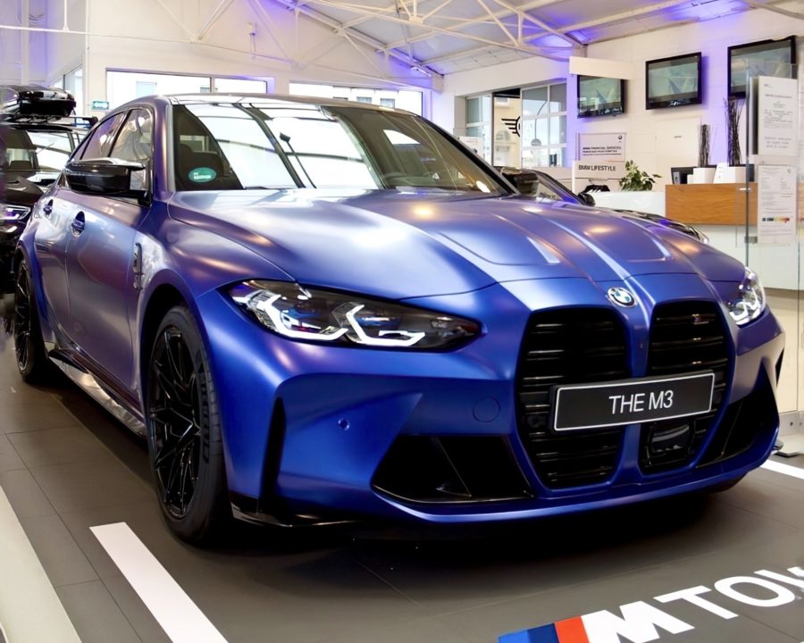 2021 BMW M3 in Frozen Marina Bay Blue • Hype Garage